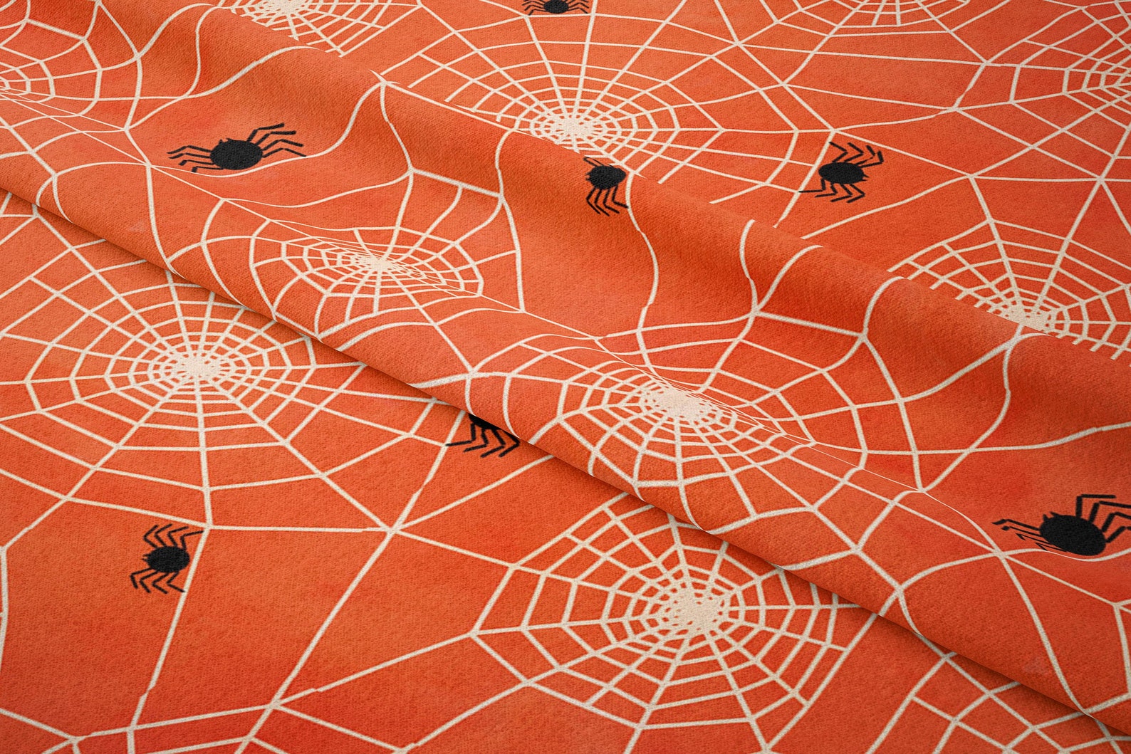 Halloween Spider Webs Orange Fabric by Adenaj Halloween - Etsy