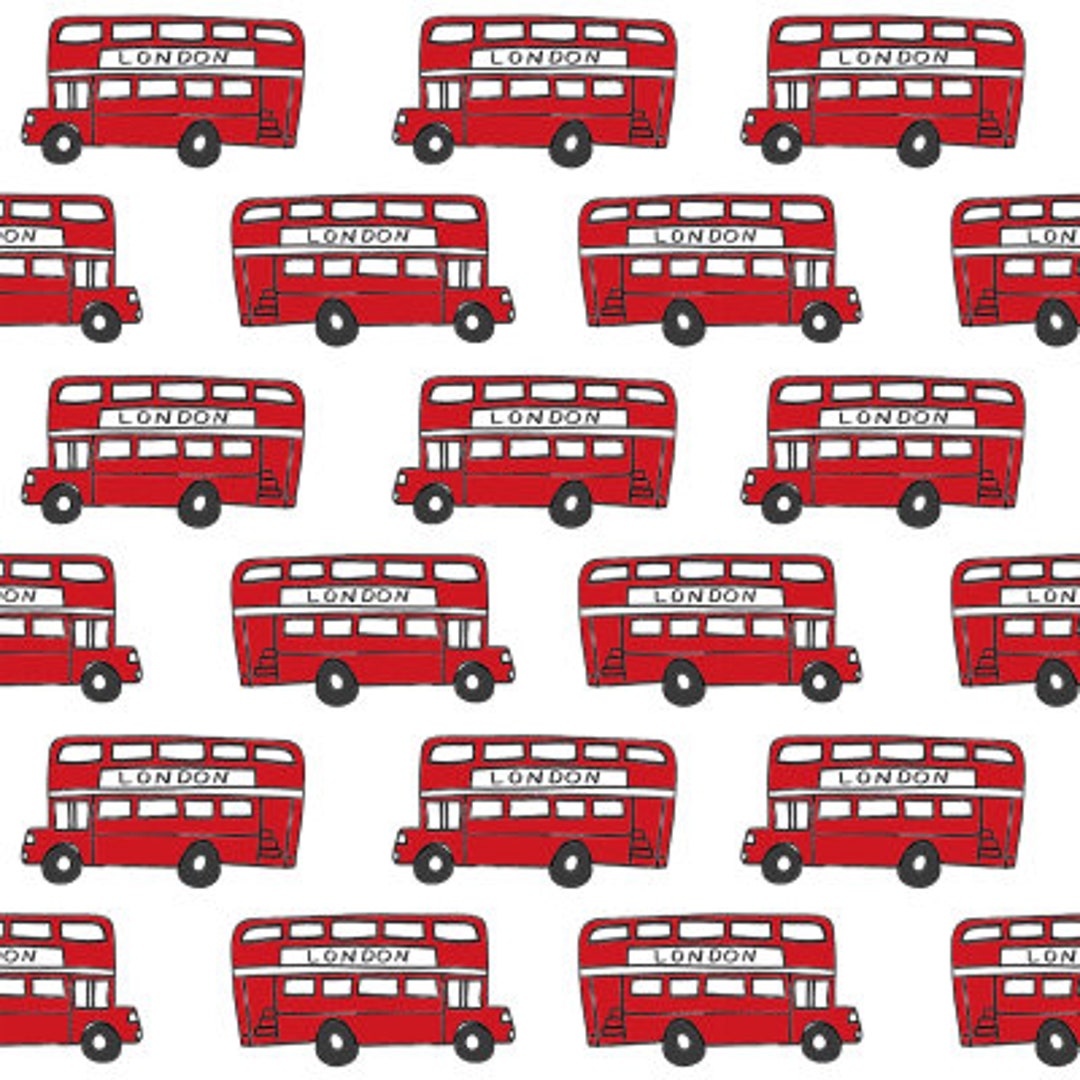 London Bus - England Tourist Double Decker Bus Iconic Fabric Red White ...
