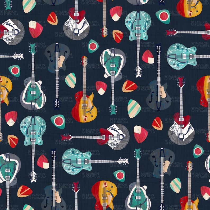 Rockabilly Rock Fabric *large Scale* - by Gingerlique - Cotton ...