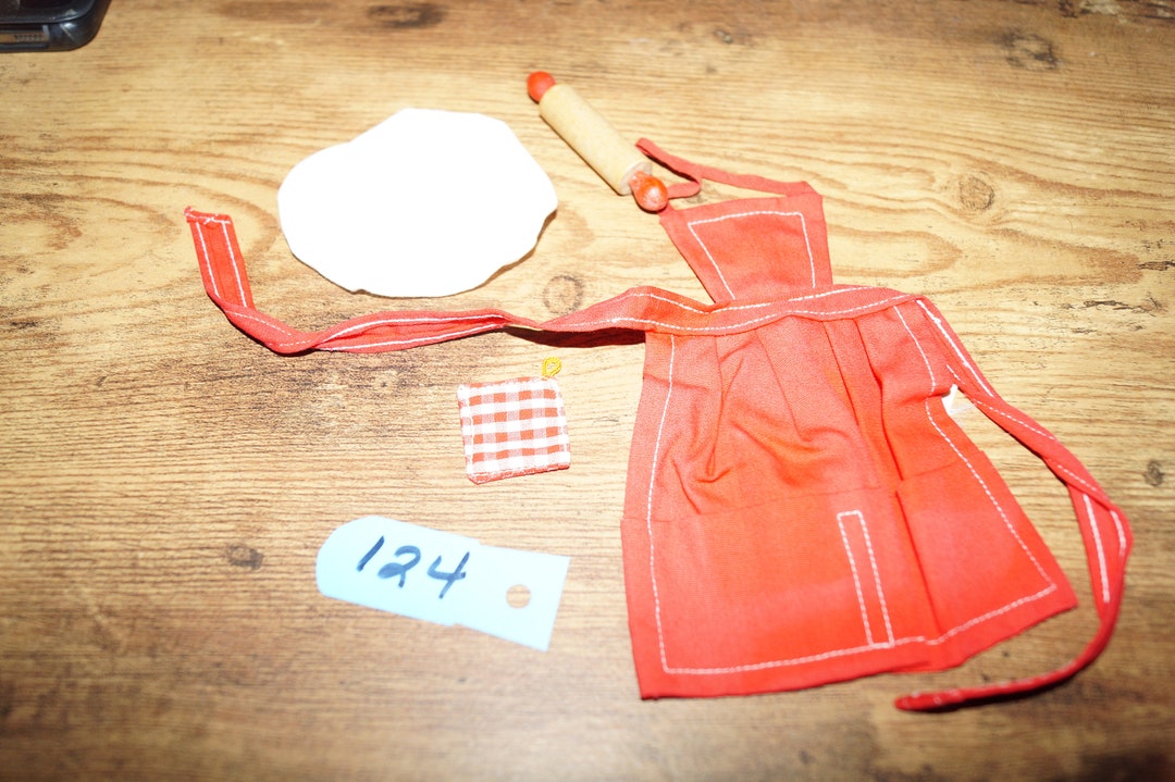 Vintage Barbie Red Apron, Chef Hat, Rolling Pin Pot Holder - Etsy