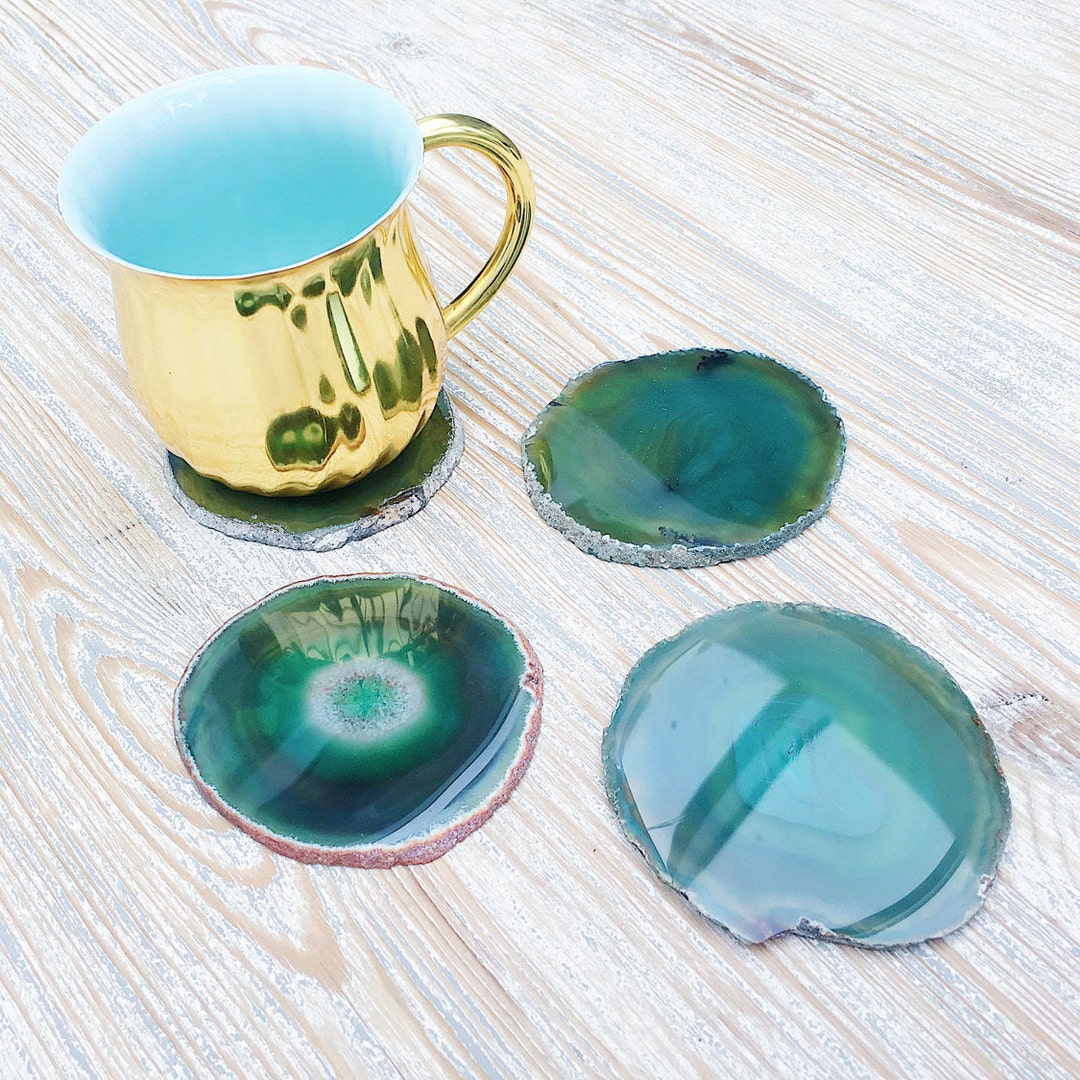 Green Agate Drinks Coaster. Agate Slice. Boho Decor. - Etsy