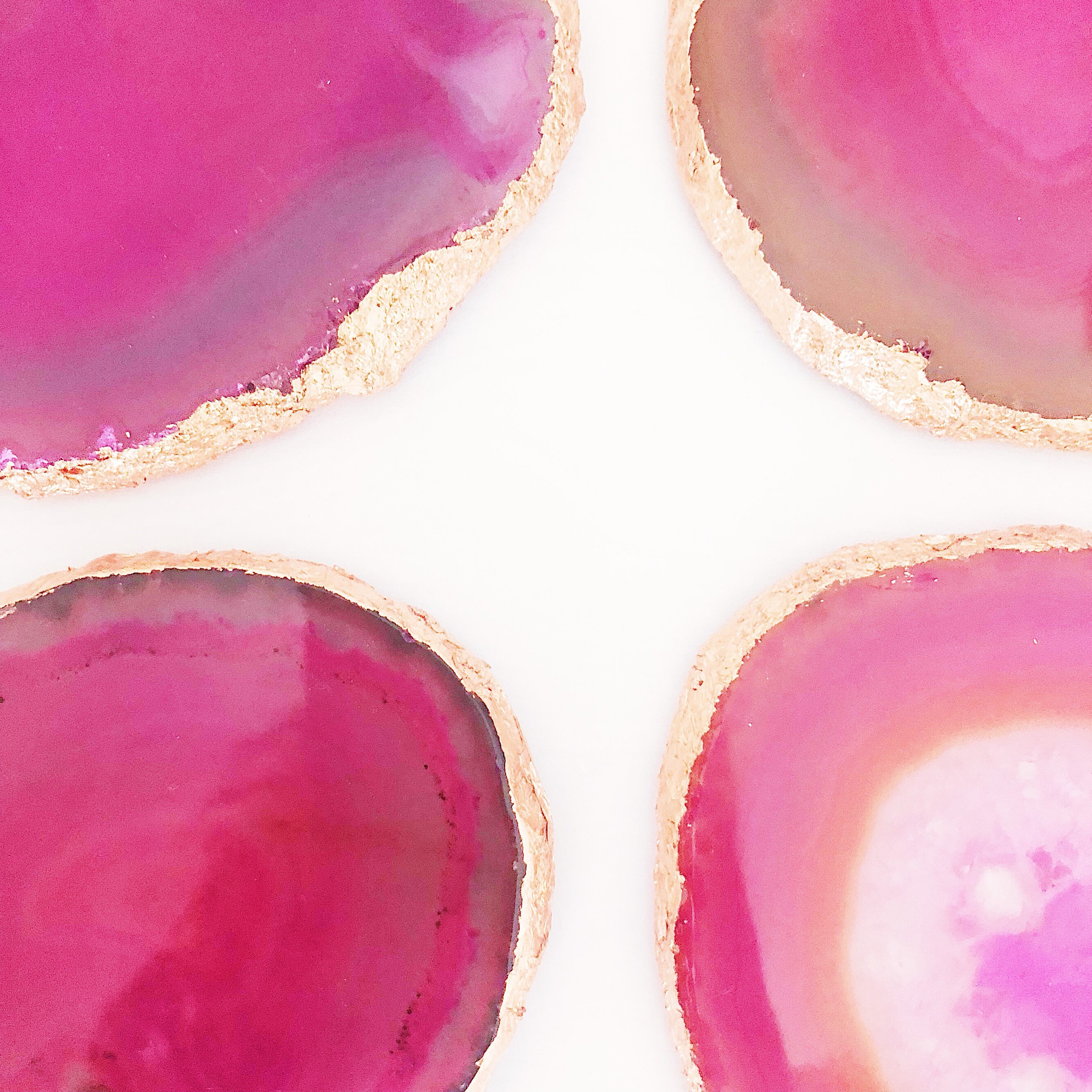 Agate Coaster in Pink with Copper / Rose Gold Edge. Home | Etsy