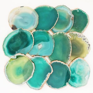 Green Agate Coaster With Copper / Rose Gold Edge. Agate Slice. Agate ...