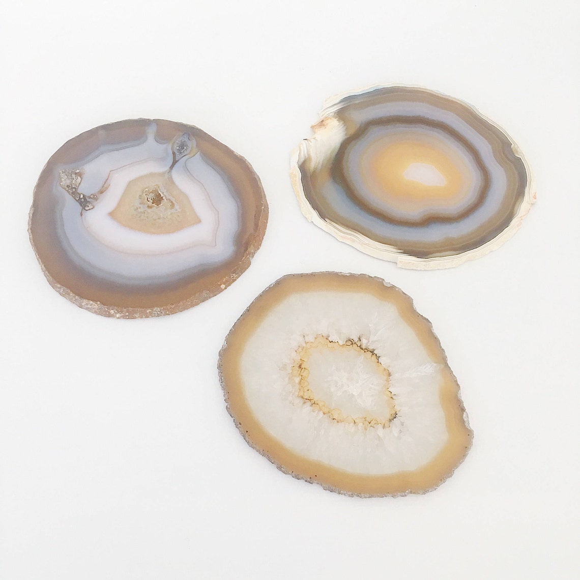 Agate Drinks Coaster in Natural / Light Grey. Luxury Boho Homeware - Etsy