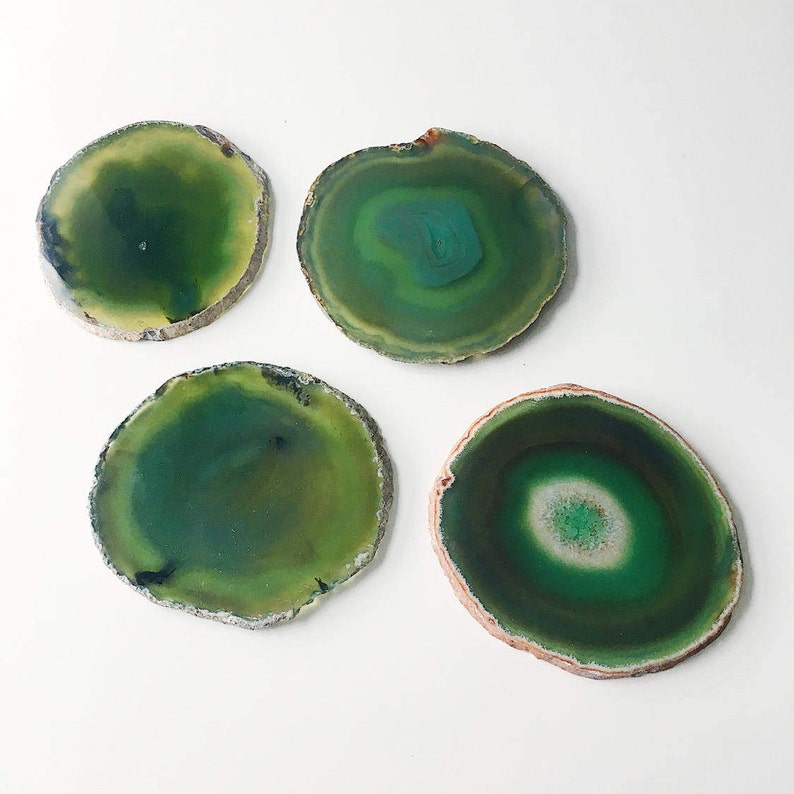 Green Agate Drinks Coaster. Agate Slice. Boho Decor. - Etsy