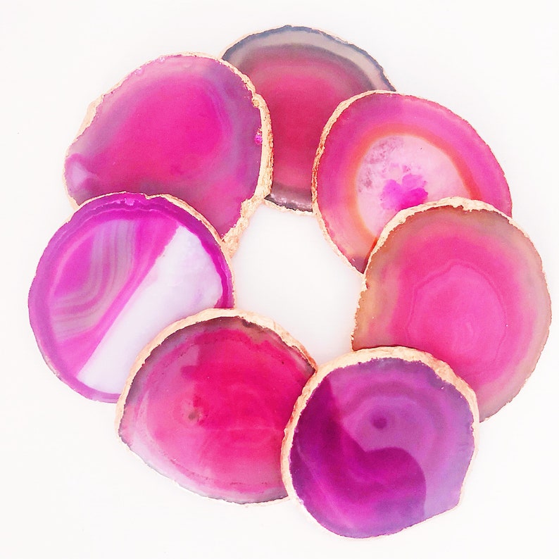 Agate Coaster in Pink With Copper / Rose Gold Edge. Home - Etsy