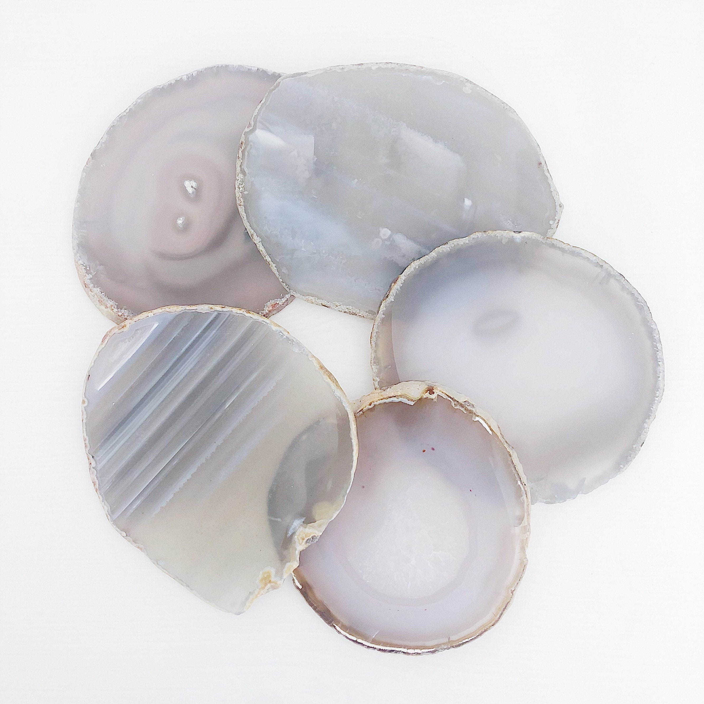 Agate Coaster in Light Grey / Natural. Drink Coasters. Agate | Etsy