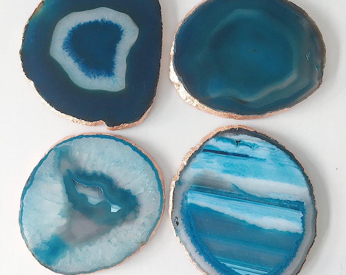 TEAL Agate Coasters. Gem Coasters. Stone Coasters. Drinkware Coaster ...