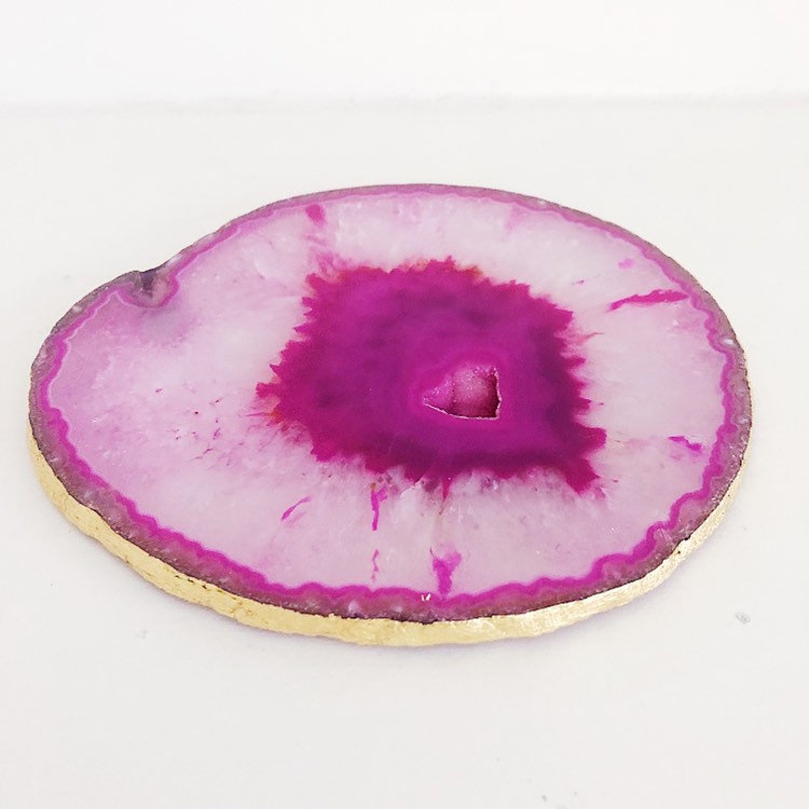 Pink Agate Platter With Gold Leaf Edging. Agate Plate. Table - Etsy UK