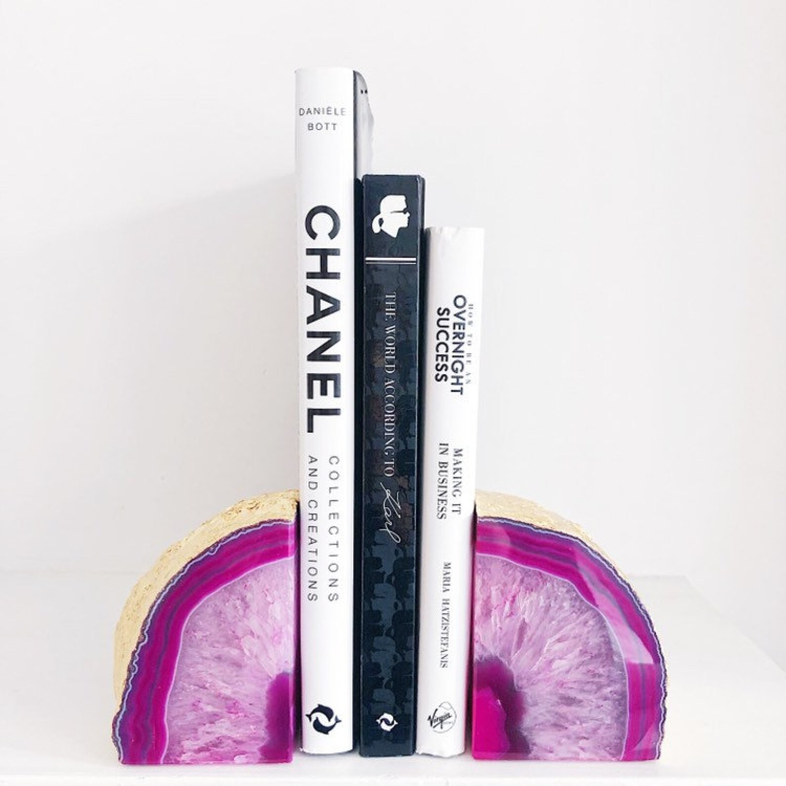 Pink Agate Bookends With Gold Leaf Edging. Boho Chic Homeware - Etsy