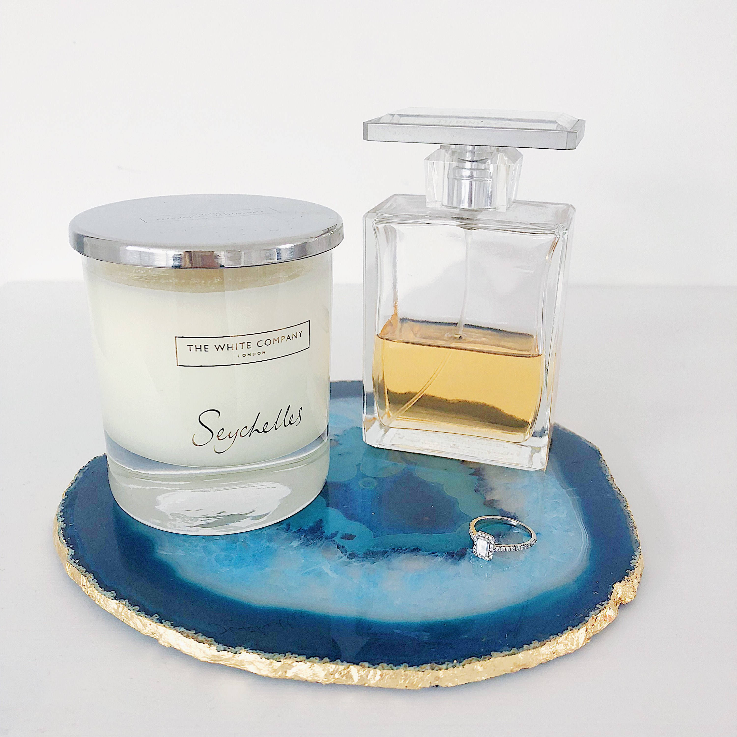 Blue Agate Platter With Gold Leaf Edging. Blue Agate Plate / - Etsy