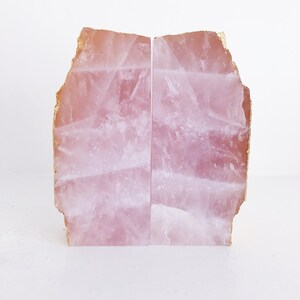 Rose Quartz Bookends With Gold Edge. Geode Bookends. Pink. Crystal ...