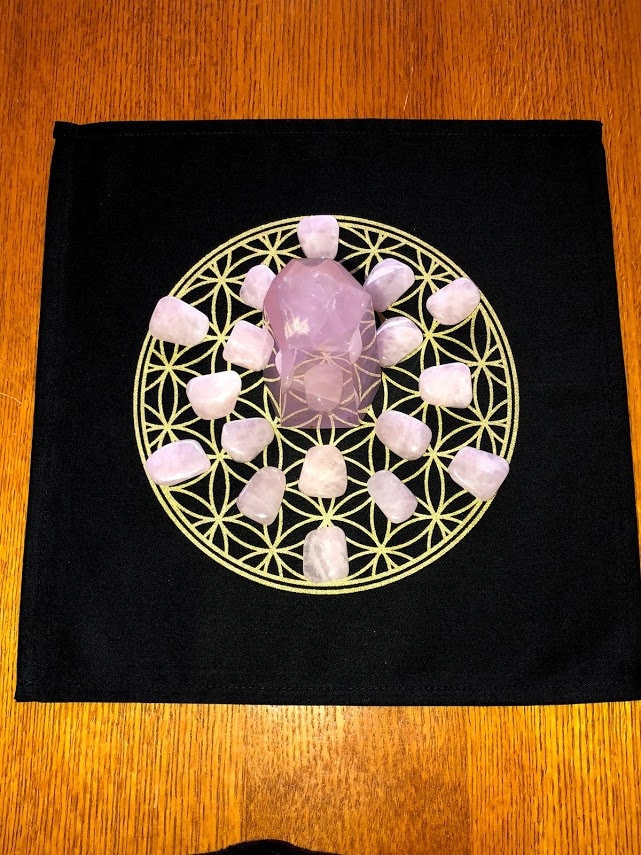 12 x 12 Flower of Life Sacred Geometry Black and Gold Cloth | Etsy