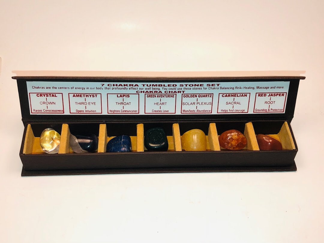 7 Chakra Stone Set Boxed Chakra Crystal Kit Stones: Quartz - Etsy