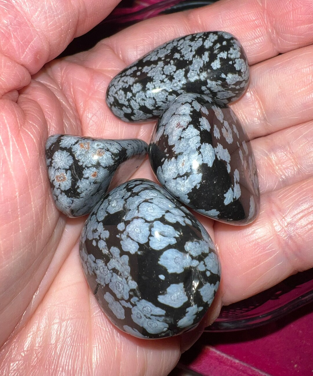 Snowflake Obsidian, Tumbled, S M L, USA Origin, Black and White Crystal ...