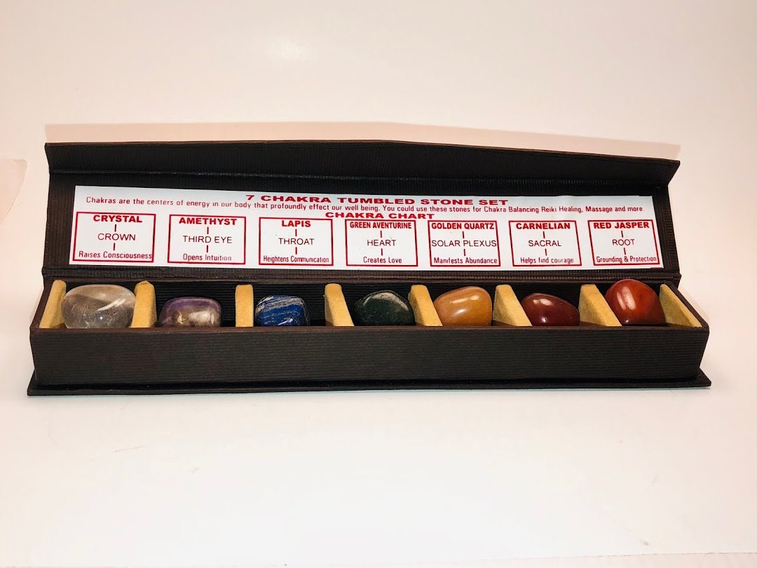 7 Chakra Stone Set Boxed Chakra Crystal Kit Stones: Quartz - Etsy