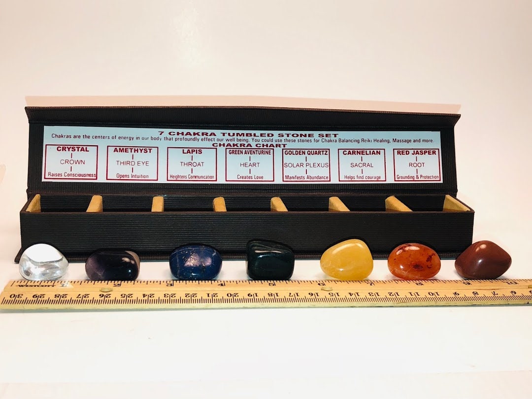 7 Chakra Stone Set Boxed Chakra Crystal Kit Stones: Quartz - Etsy