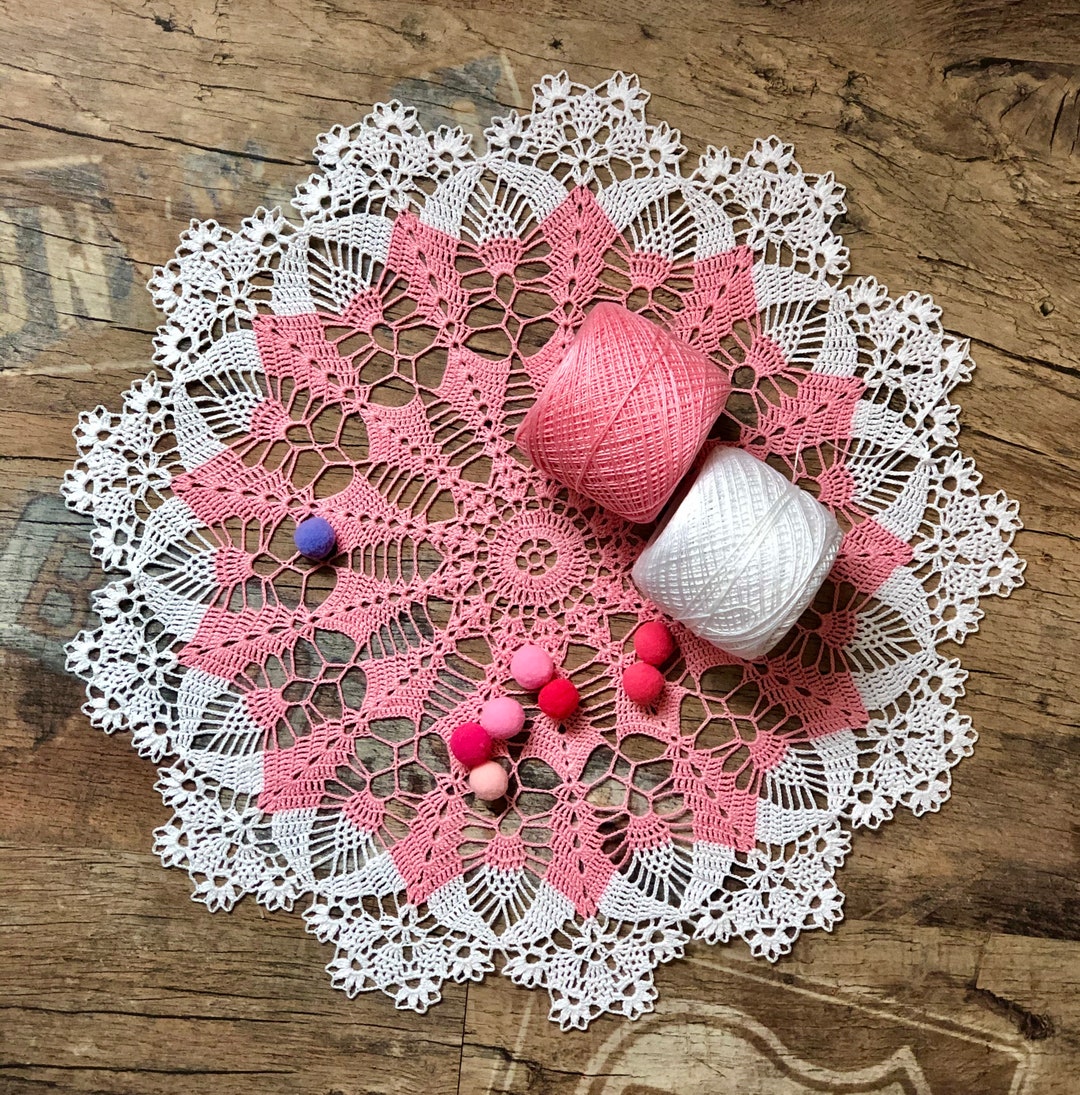 Round Doily / Pink Lace Doily / Doily Tablecloth / Designer Doily ...