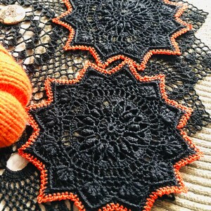 Set Gothic Doily, Crochet Black Doilies, Dark Home Decor, Halloween ...