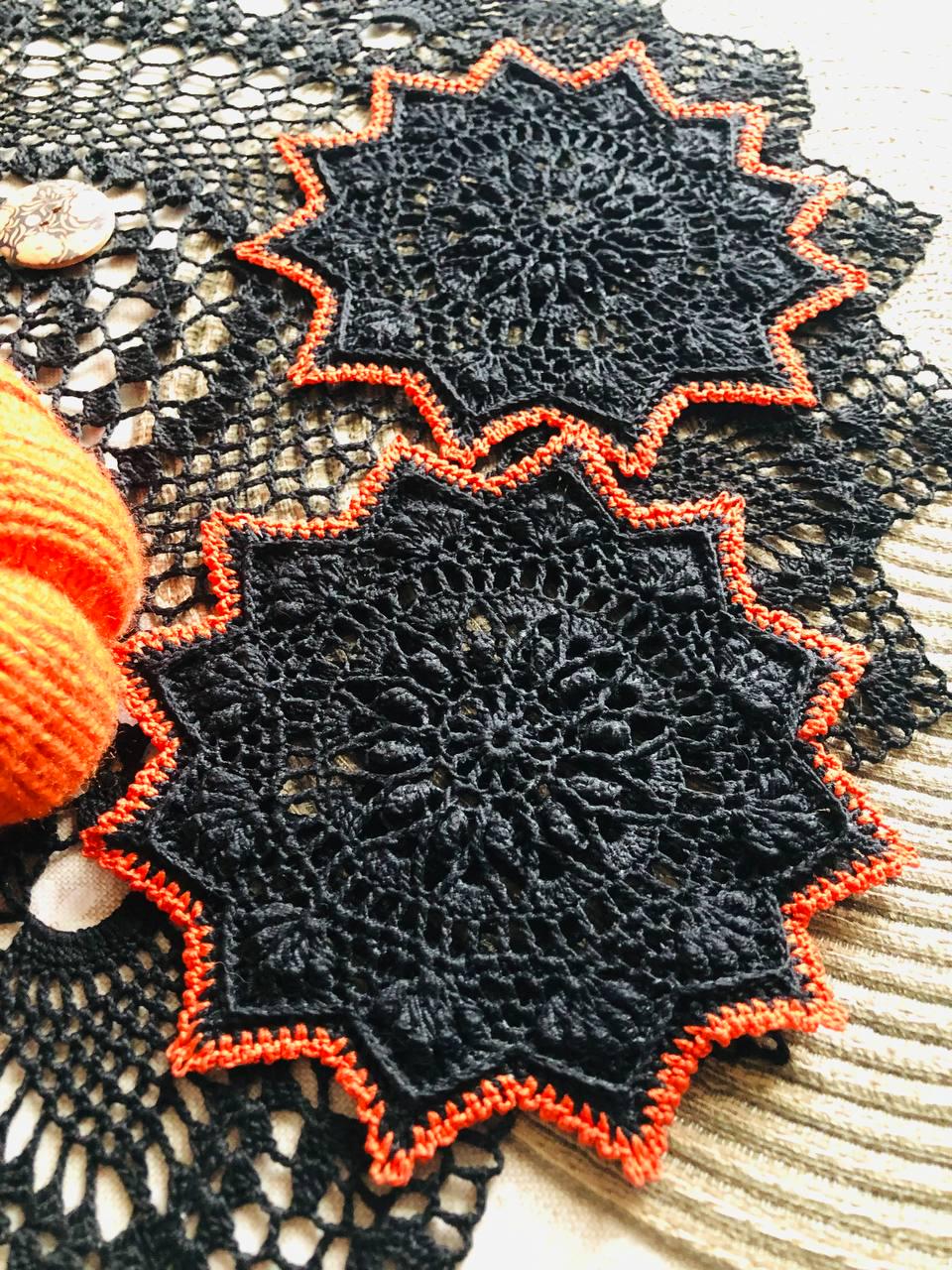 Set Gothic Doily, Crochet Black Doilies, Dark Home Decor, Halloween ...