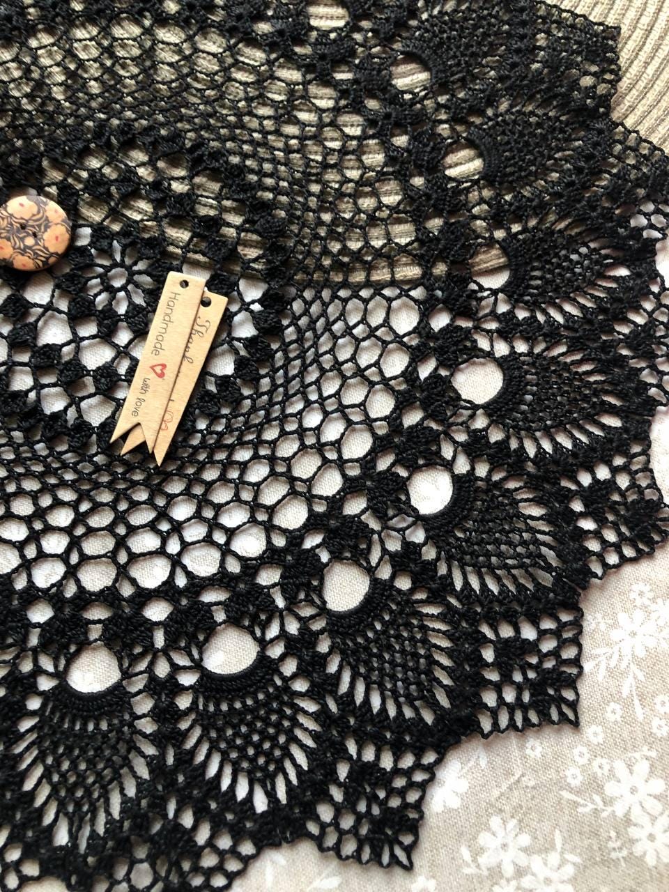 Set Gothic Doily, Crochet Black Doilies, Dark Home Decor, Halloween ...