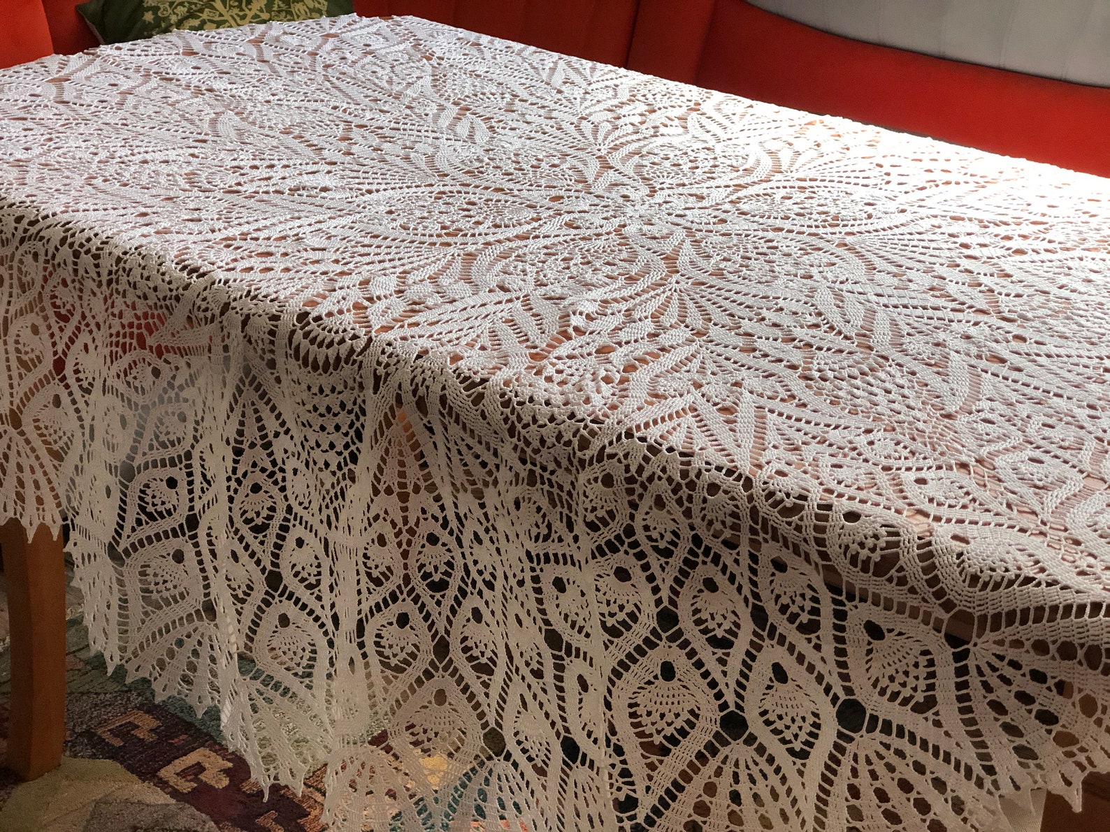 Crochet Tablecloth White Lace Doily Tablecloth Large | Etsy