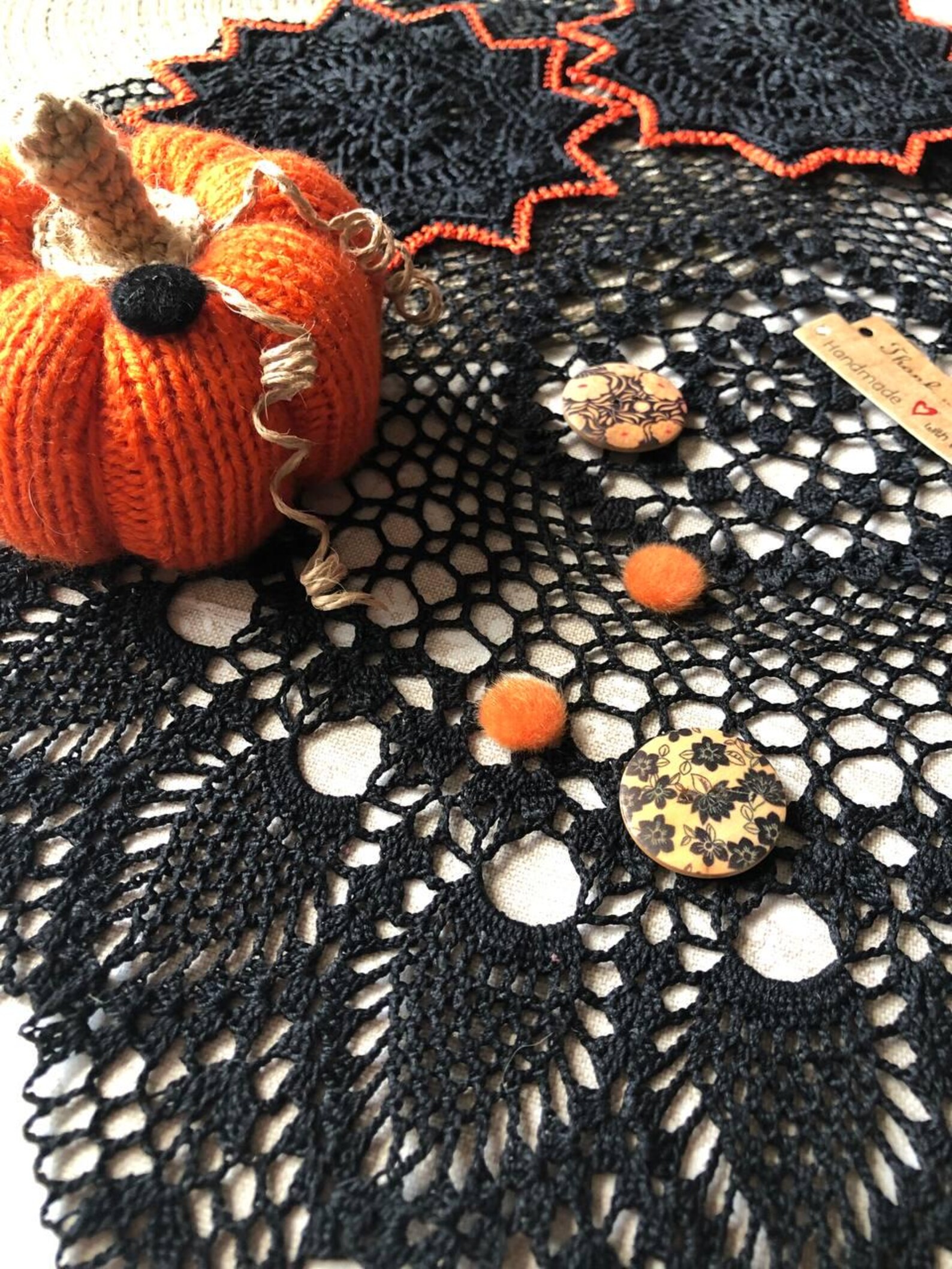 Set Gothic Doily, Crochet Black Doilies, Dark Home Decor, Halloween ...