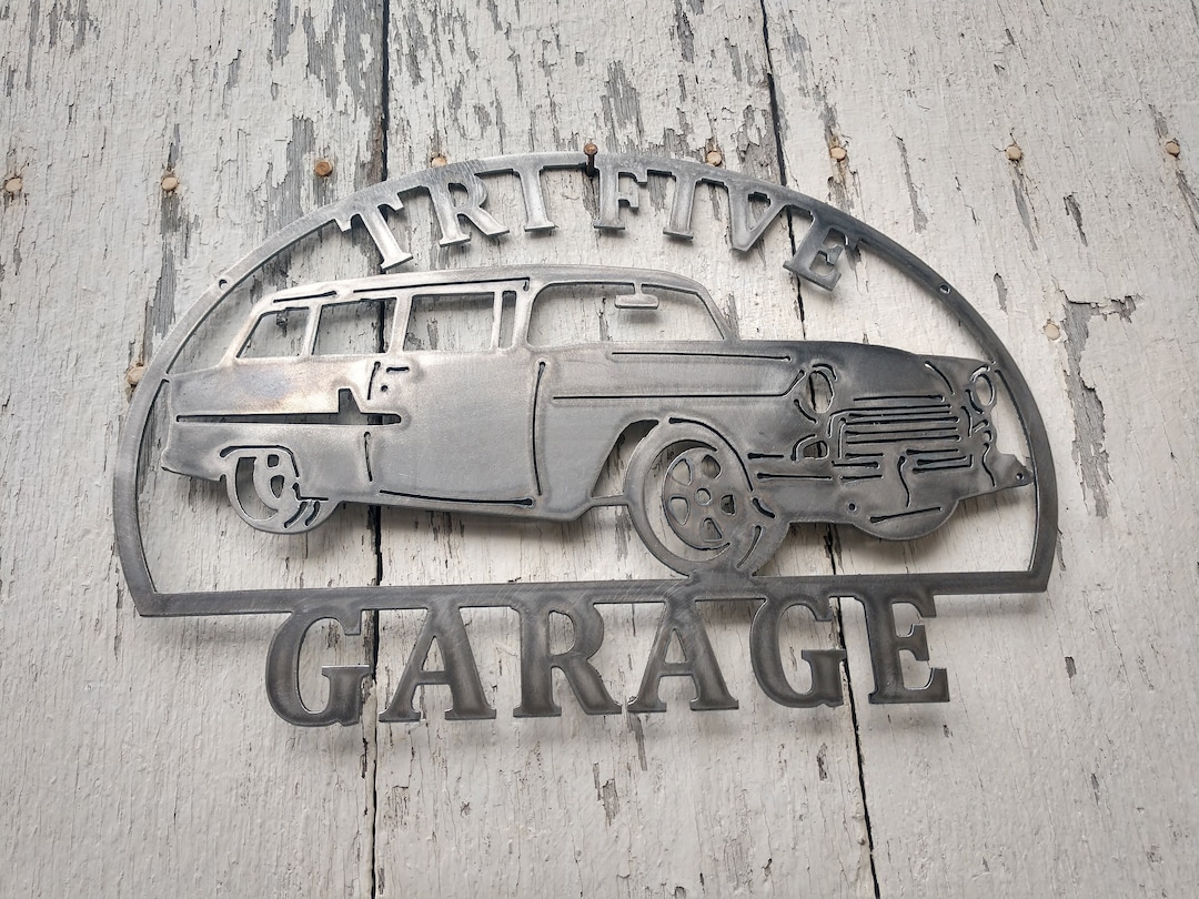 1955 Classic Car Garage Metal Art Sign Tri Five Station Wagon Family - Etsy