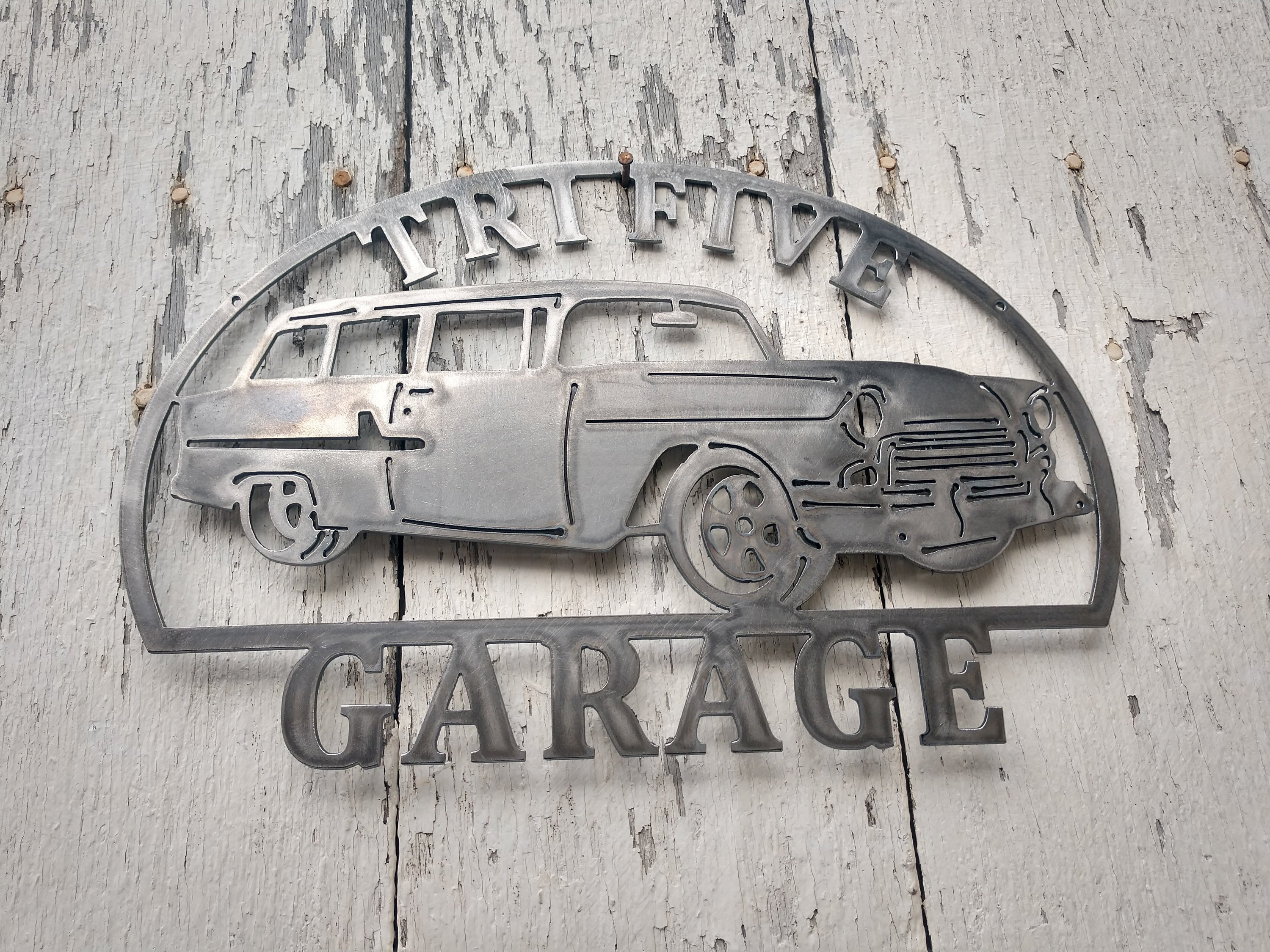 1955 Classic Car Garage Metal Art Sign Tri Five Station Wagon - Etsy