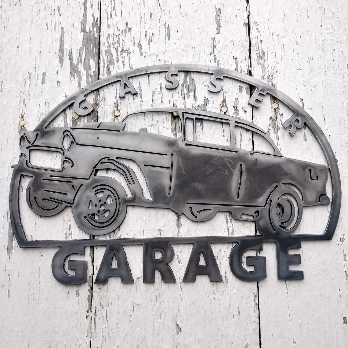 1955 Gasser Garage Metal Car Hot Rod Sign Hand Drawn Art USA Steel - Etsy