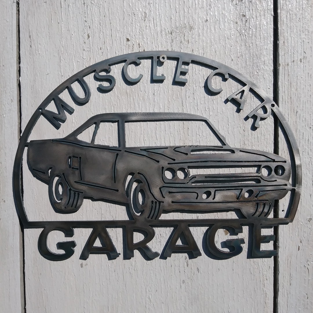 Muscle Gar Garage Metal Car Art Sign 1970 CNC Plasma Steel for Man Cave ...