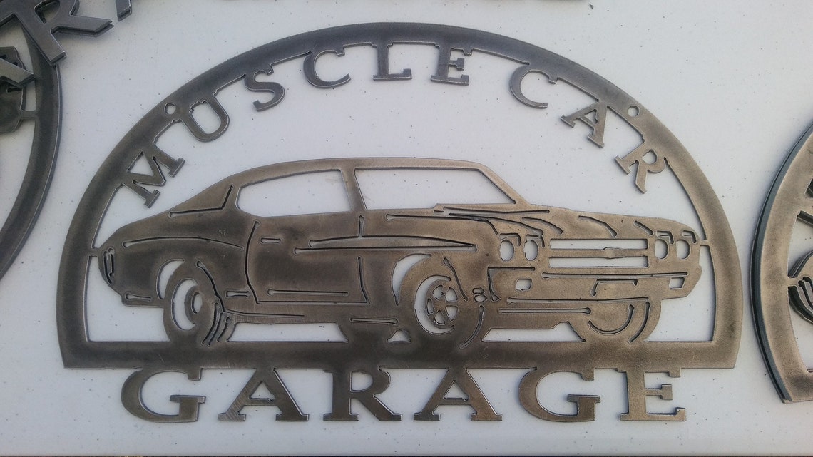 1970 Classic Muscle Car Garage Metal Art Sign Man Cave Hand Drawn Made ...