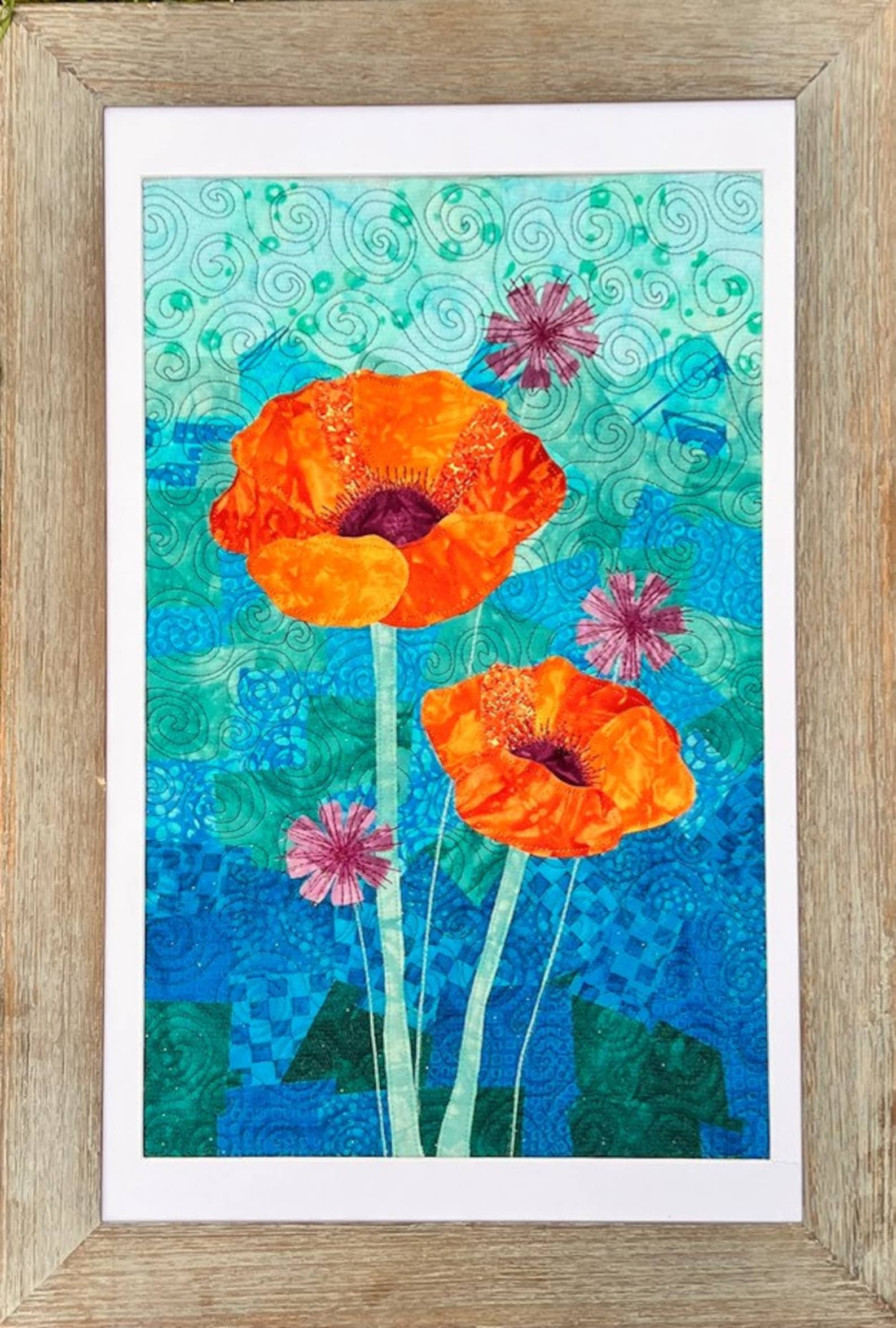 Poppy Patch Collage Art Quilt Kit - Etsy