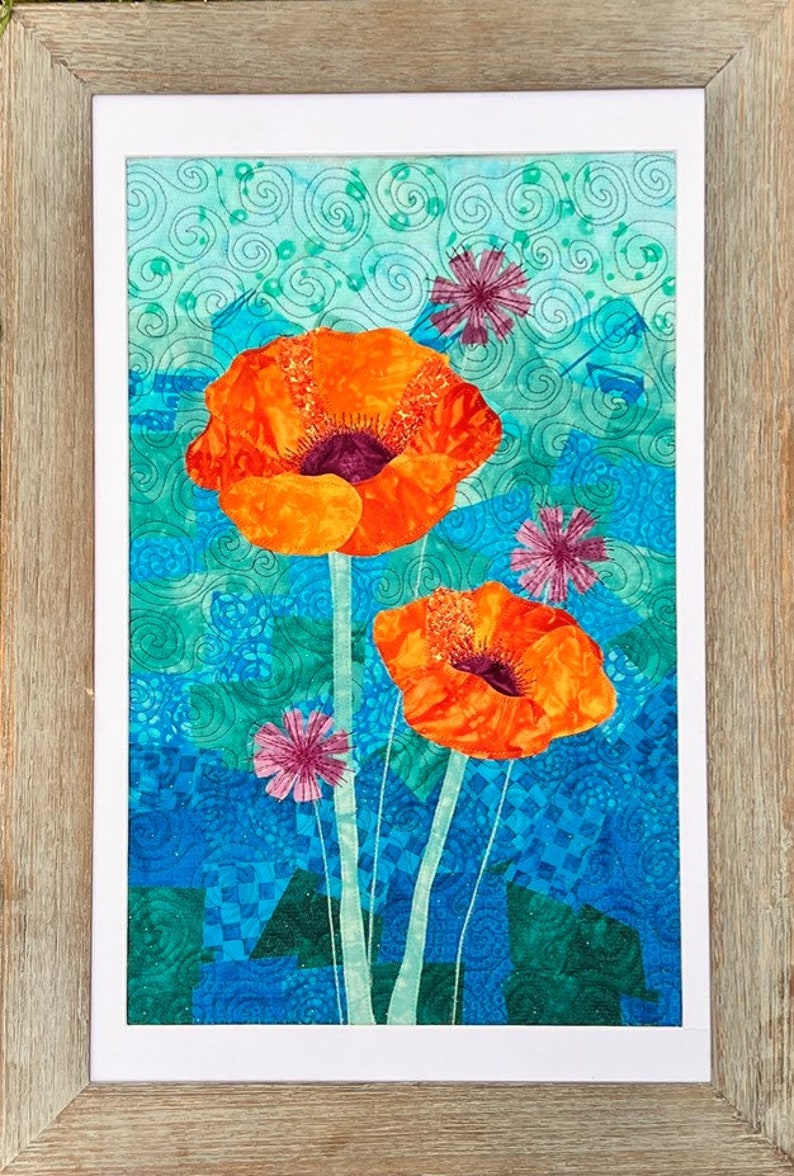 Poppy Patch Collage Art Quilt Kit - Etsy