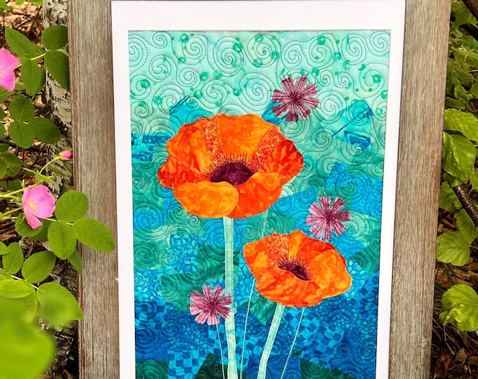 Poppy Patch Collage Art Quilt Kit - Etsy