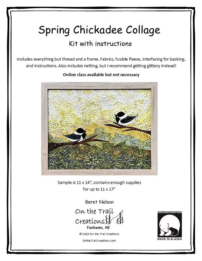 Spring Chickadee Collage Art Quilt Kit - Etsy