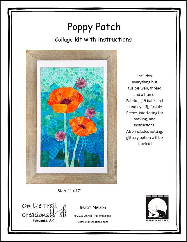 Poppy Patch Collage Art Quilt Kit - Etsy