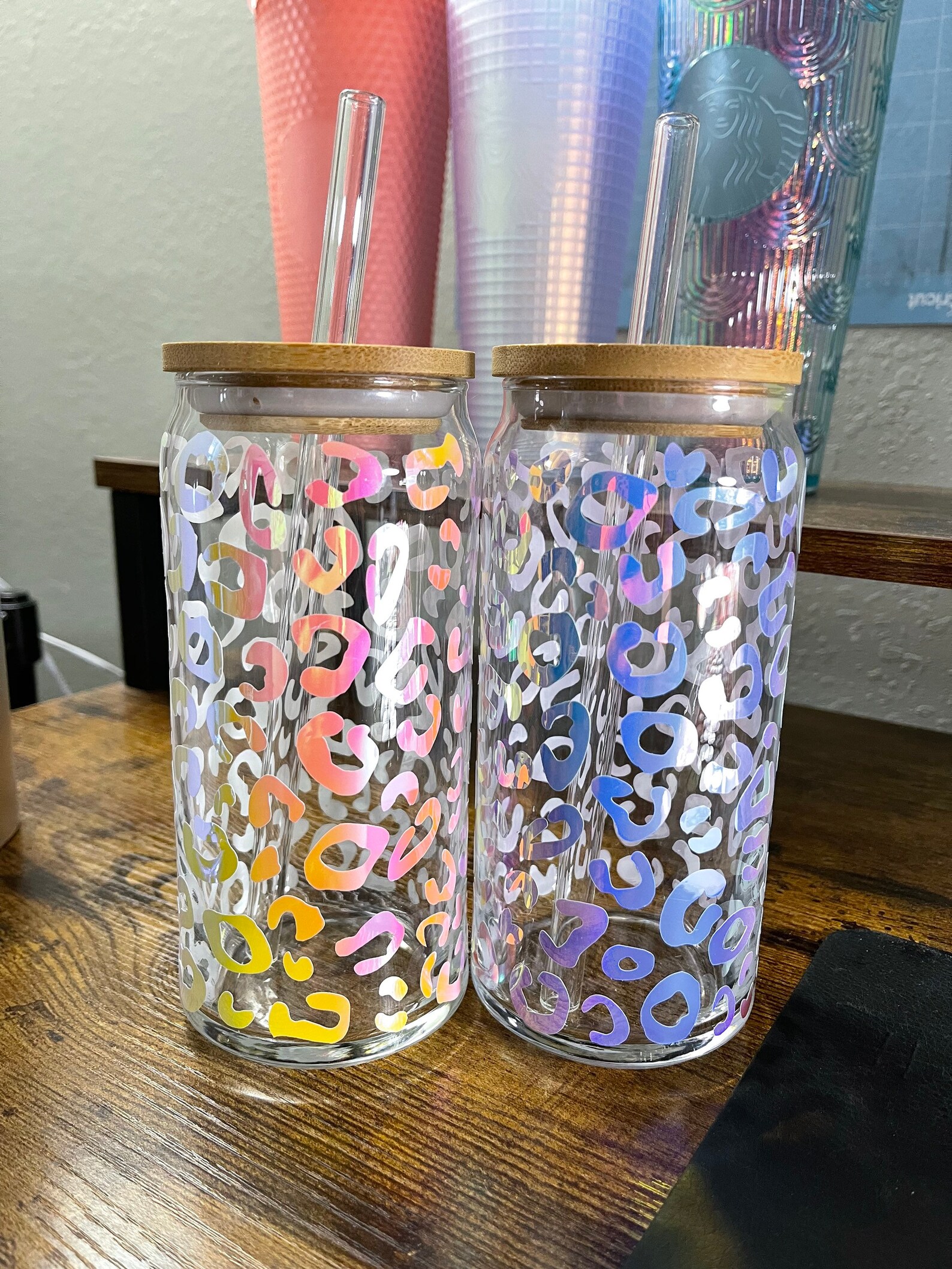 Beer Can Glass Holographic Cheetah Cheetah Print Coffee - Etsy