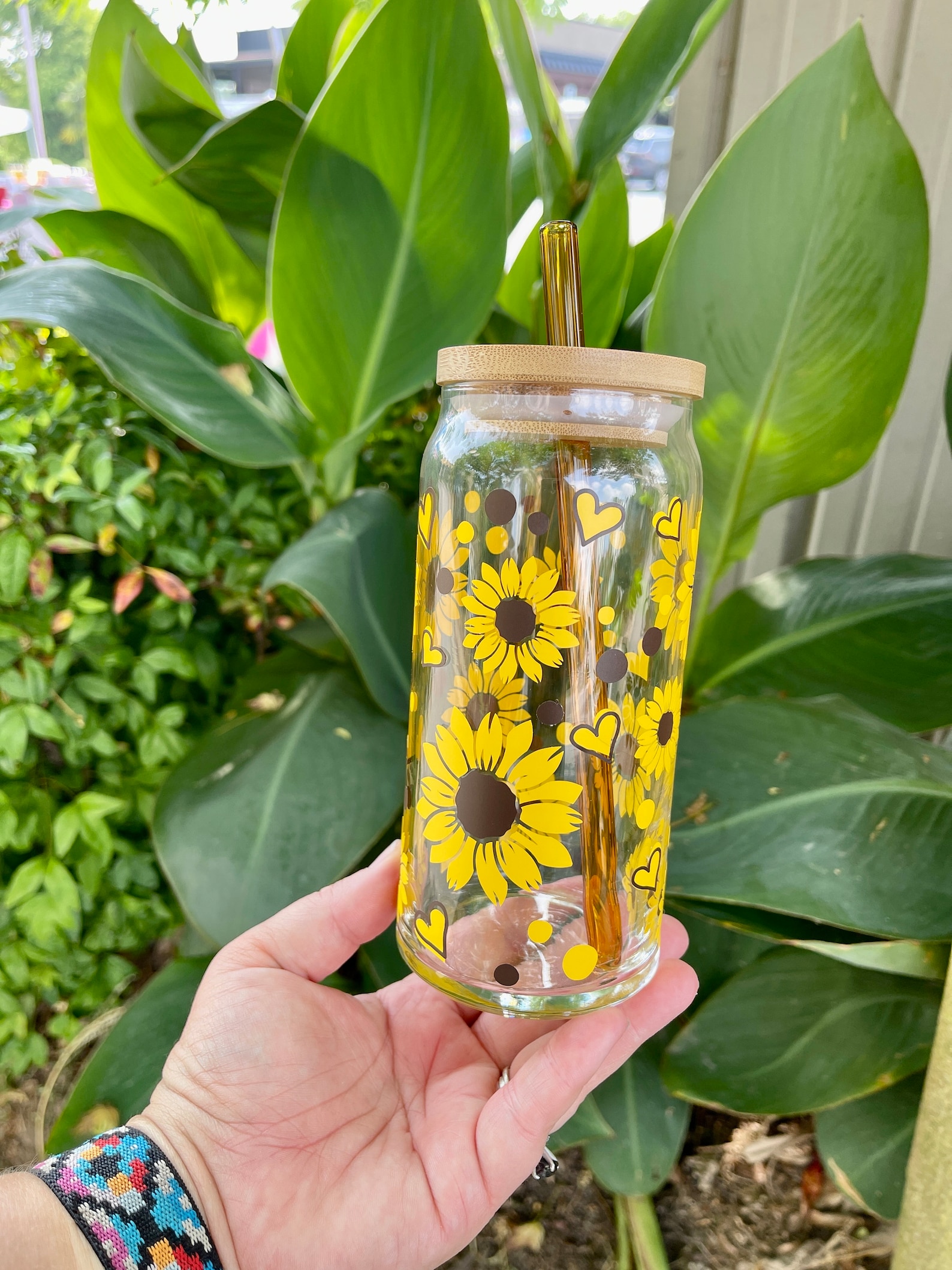 Sunflower Beer Can Glass | Iced Coffee Cup, Best Friend Gift - Etsy