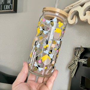 Honey Bee Beer Can Glass | Bee Coffee Glass | Best Friend Gifts ...