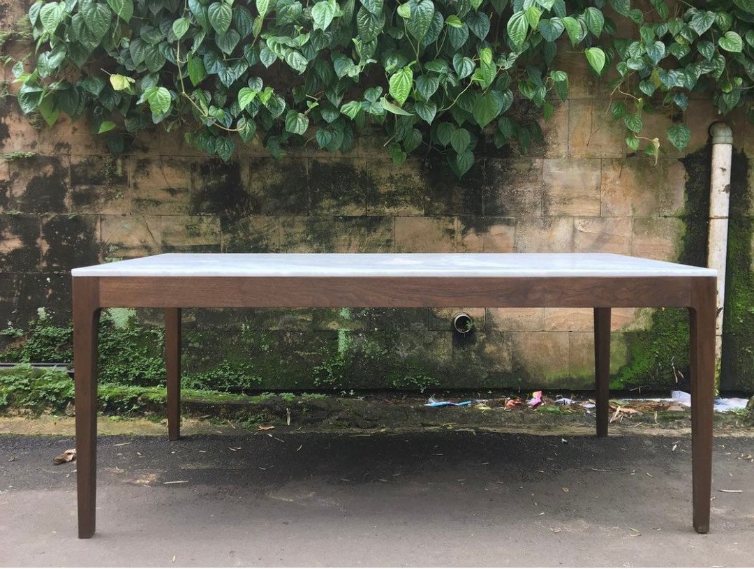 Mid-century Danish Style Marble Topped Bespoke Dining Table, Kitchen ...