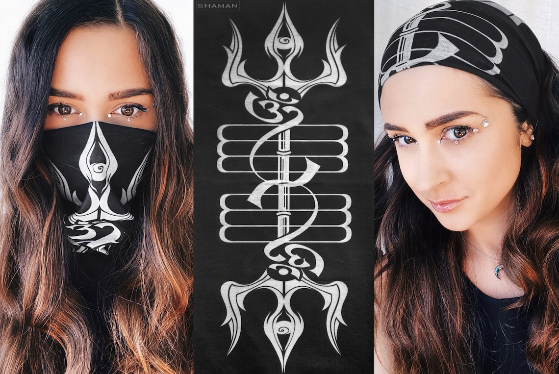 Shiva Trishula Face Mask Bandana Topi Shaman Electro - Etsy
