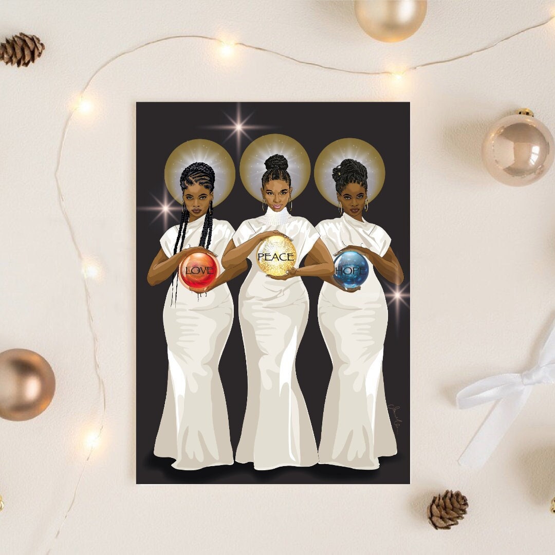 Black Angels Christmas Card: Celestial Harmony, Love, Peace, Hope ...