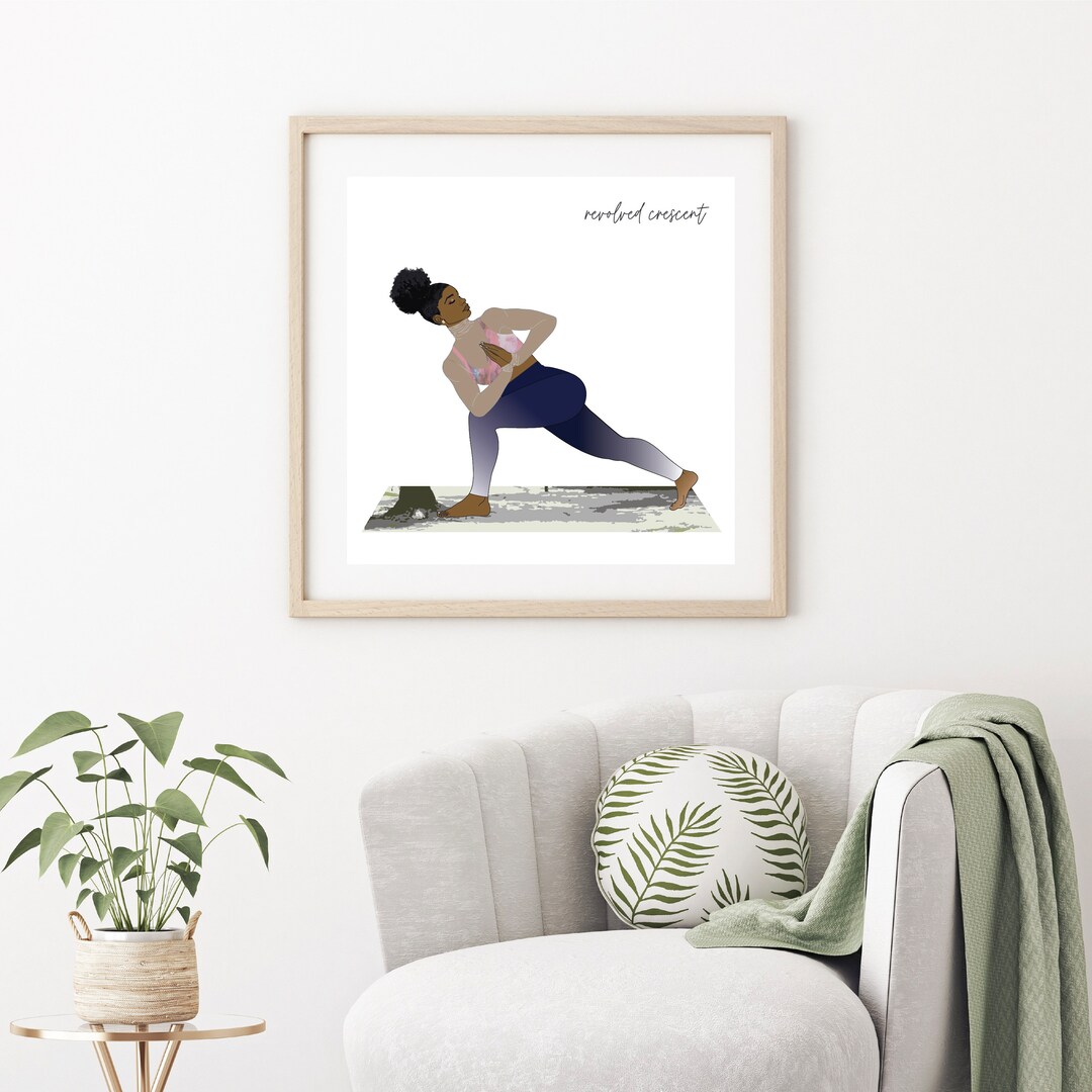 Revolved Crescent Pose Art Print: Square Yoga Illustration - Etsy