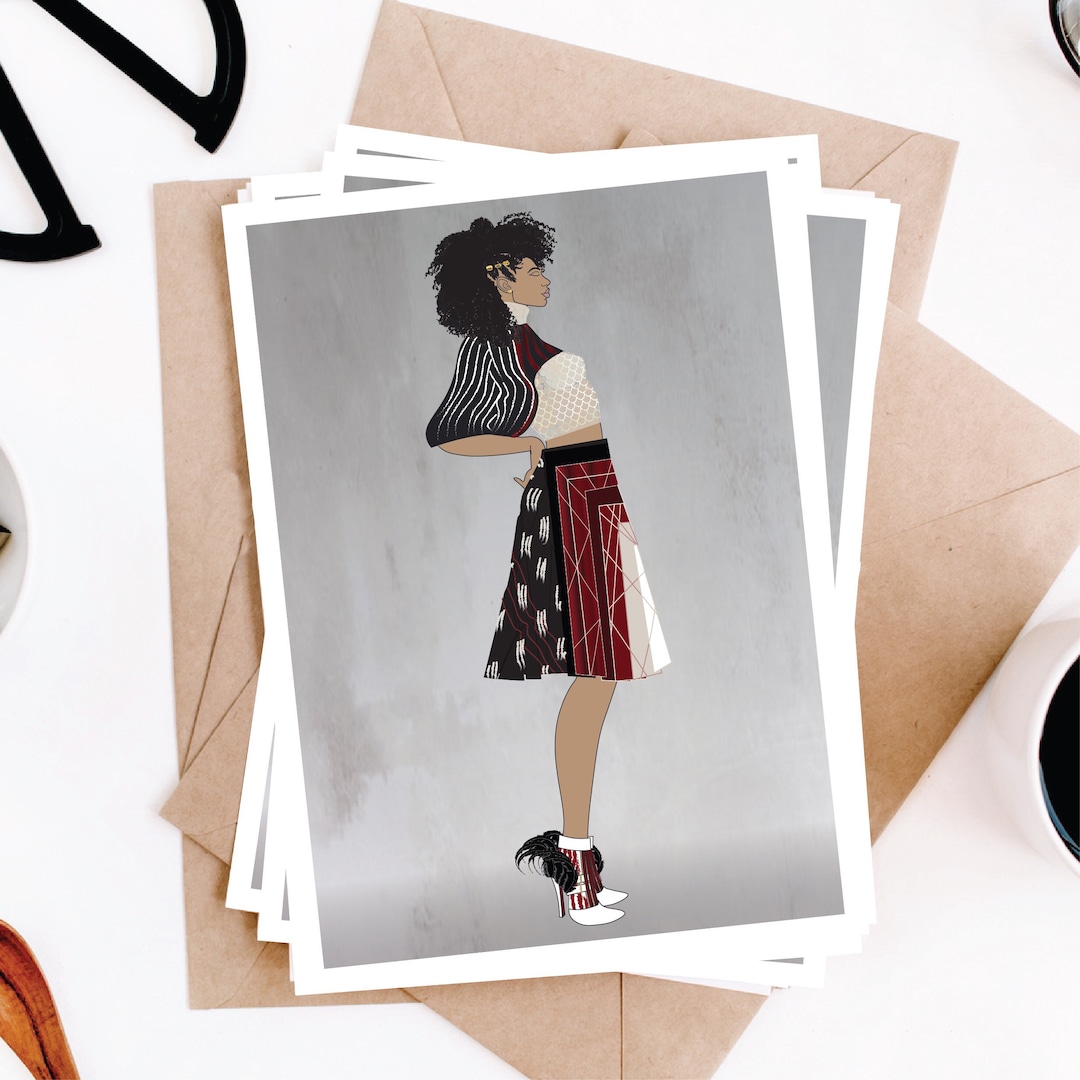 Sole Sista Greeting Card, Afro British Fashion Card for Her, Modern ...