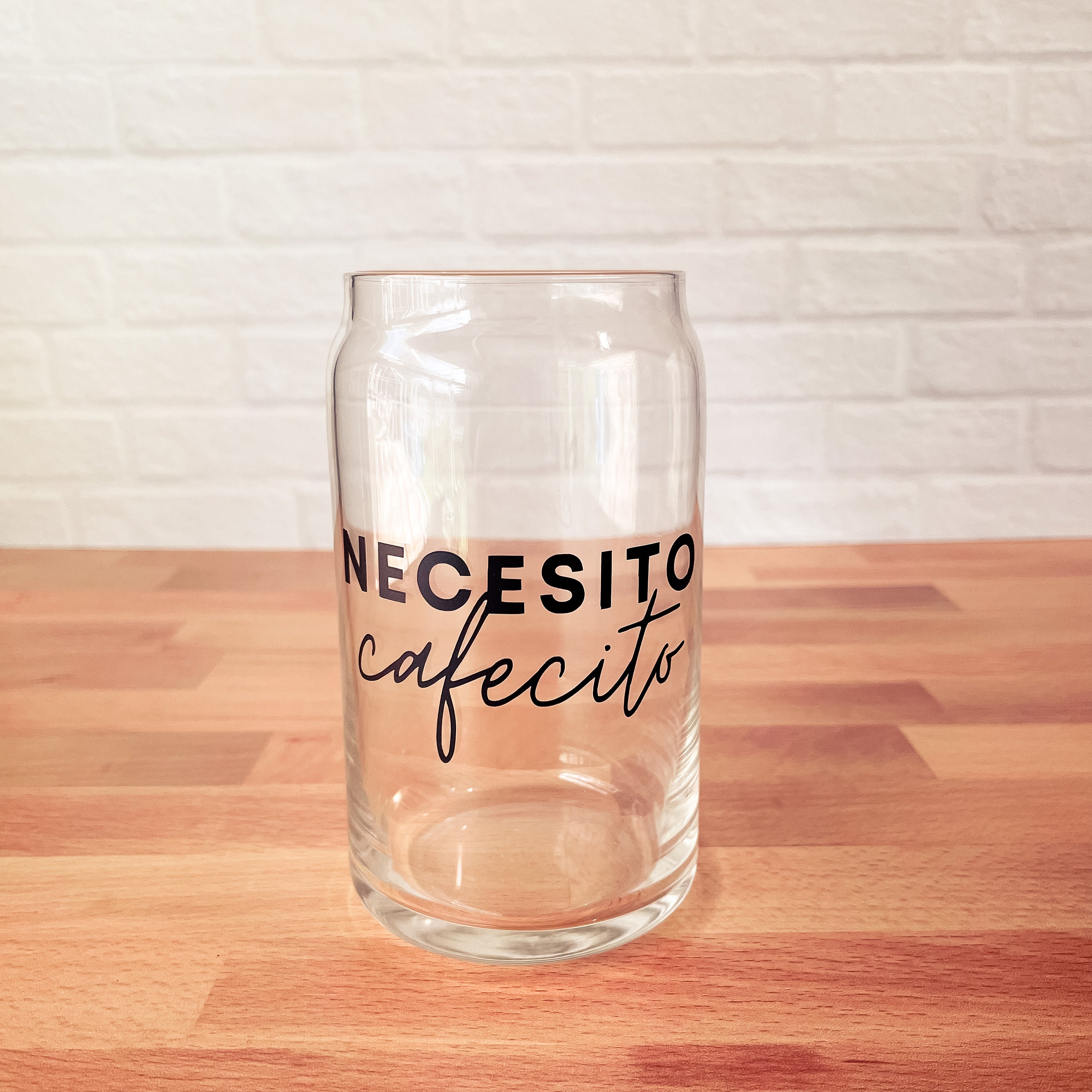 Glass Coffee Cup Necesito Cafecito 16oz Handmade Beer - Etsy