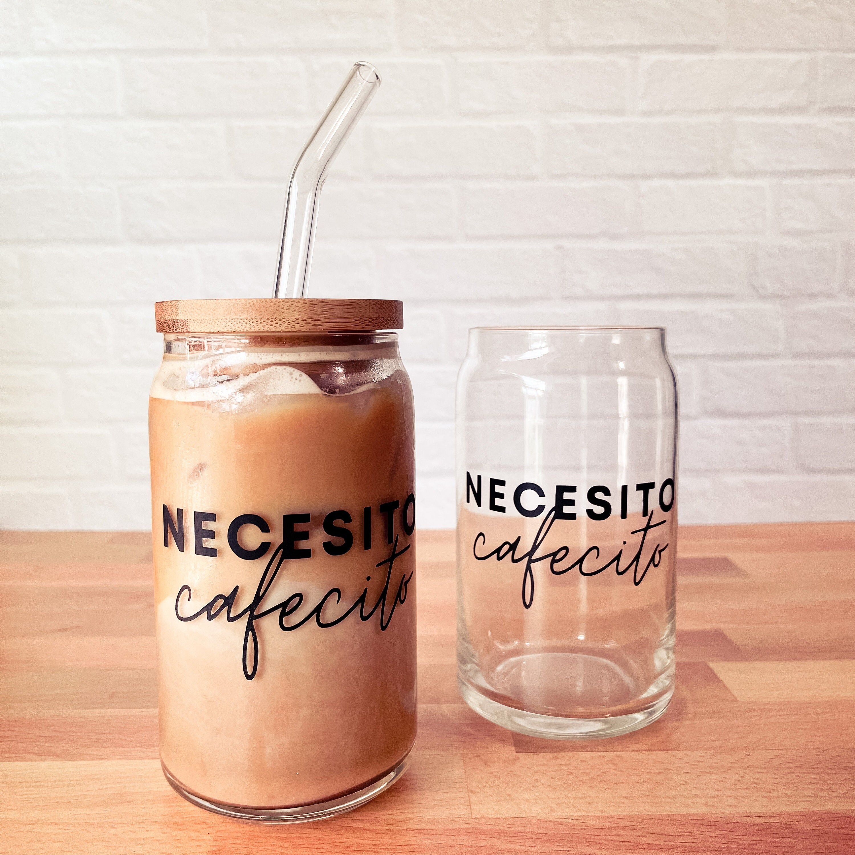 Glass Coffee Cup Necesito Cafecito 16oz Handmade Beer - Etsy