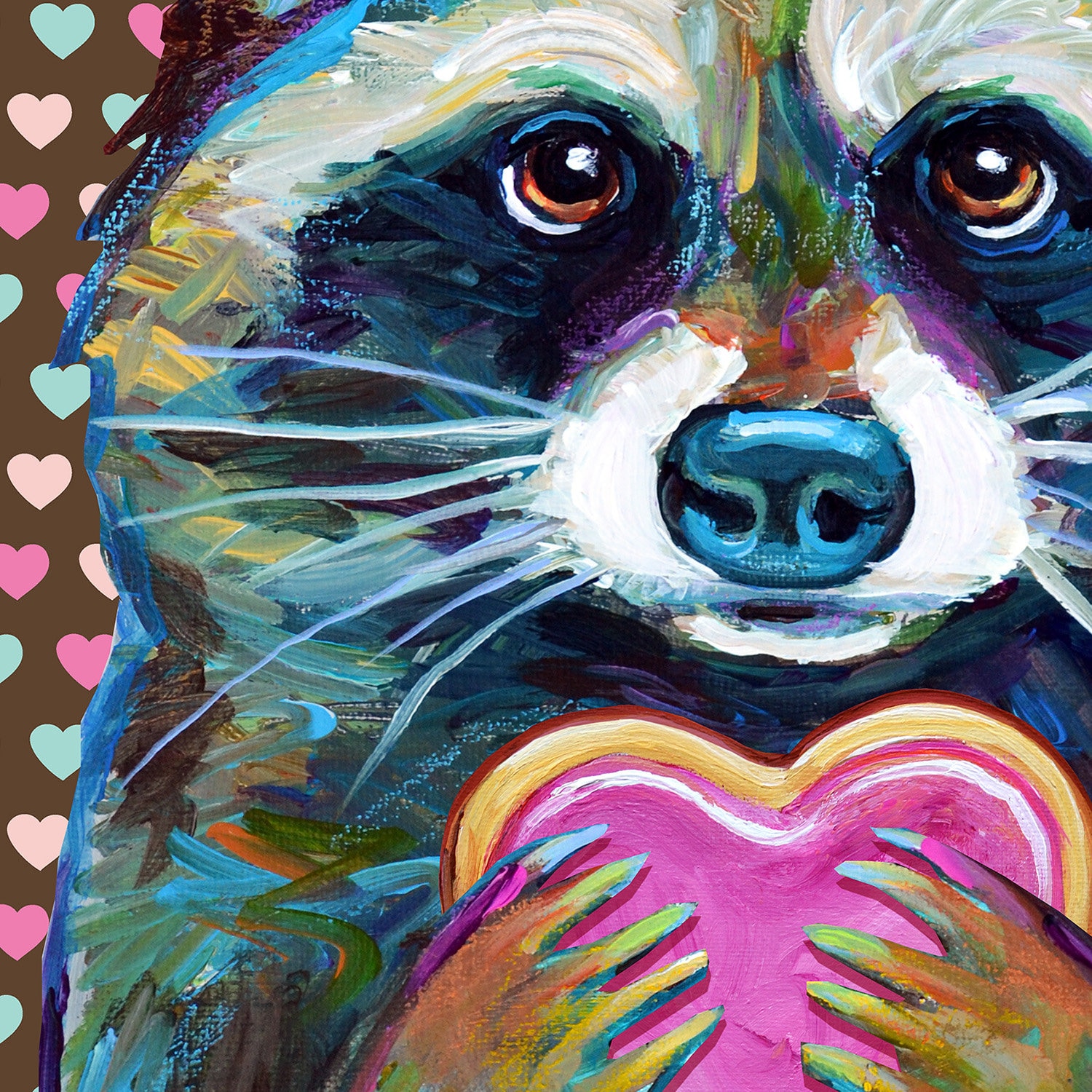 Valentine's Day CUTE RACCOON ART Print by Robert Phelps | Etsy