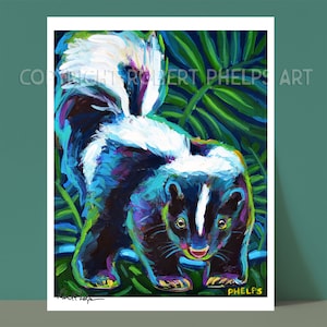 Skunk Art Prints, Colorful Skunk Wall Art, Cute Skunk Painting, Skunk ...