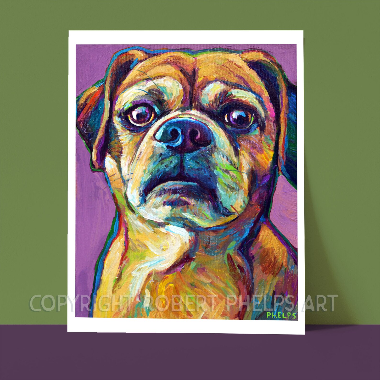 Art. Cute PUGGLE ART PRINT. 8.5 x 11 unframed giclee on paper. | Etsy